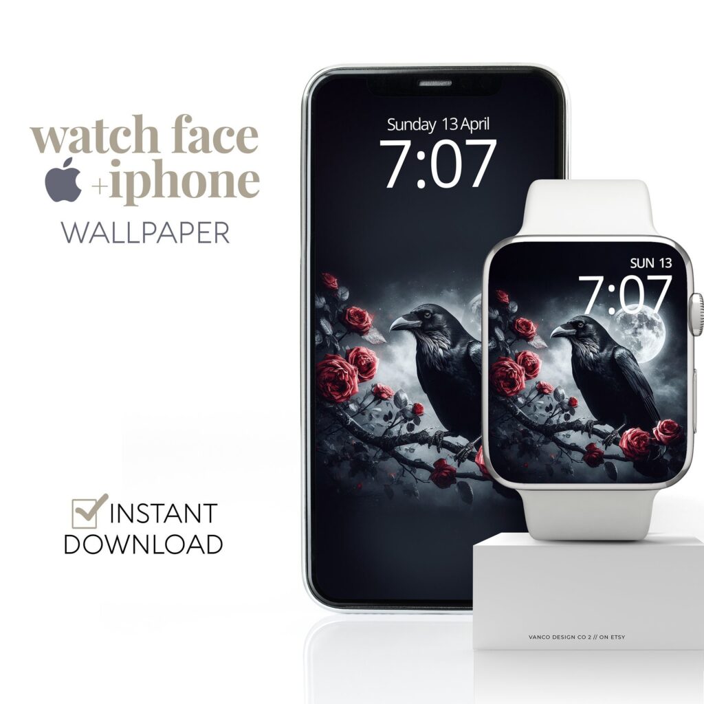 Halloween Raven Watch Face & Wallpaper Set - Vanco Design Co