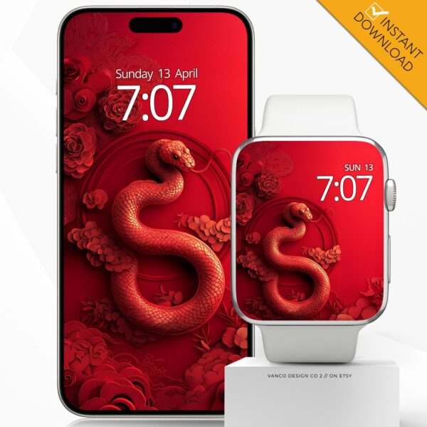 2025 Year of the Snake Apple Watch Faces & Phone Wallpapers - Vanco ...